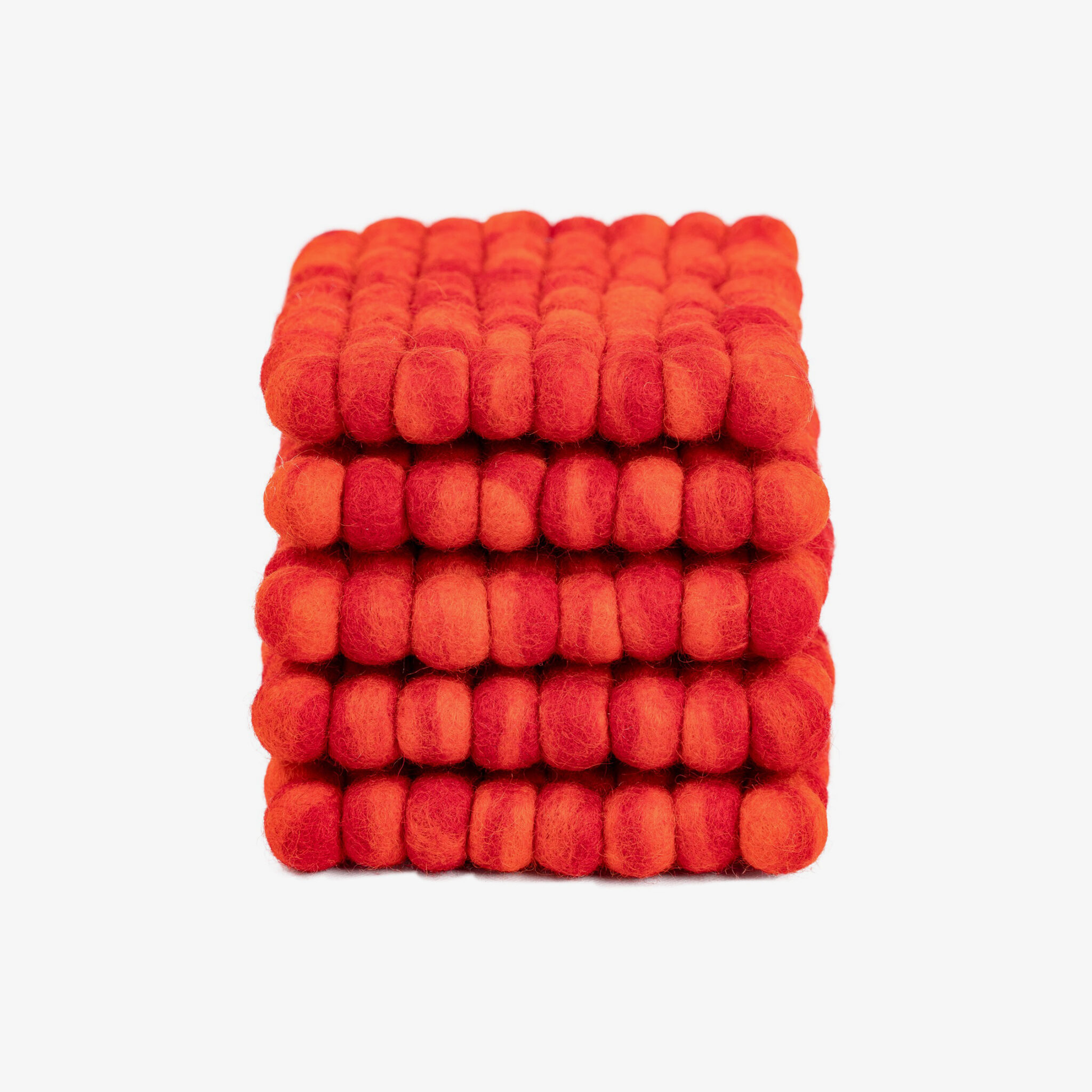 Handmade Red Felt Ball Coasters - Nomad Kraft