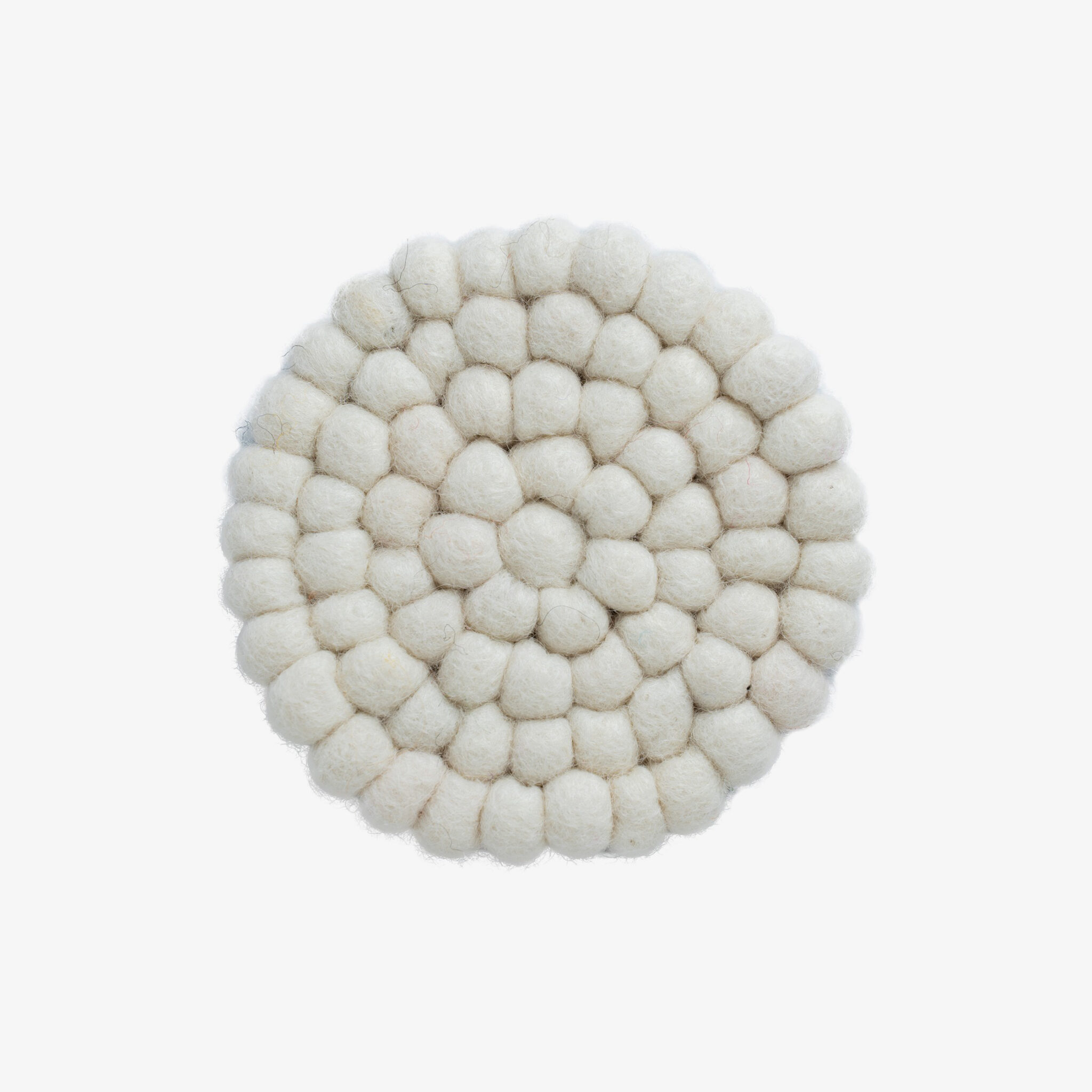 Handmade White Felt Ball Coasters - Nomad Kraft